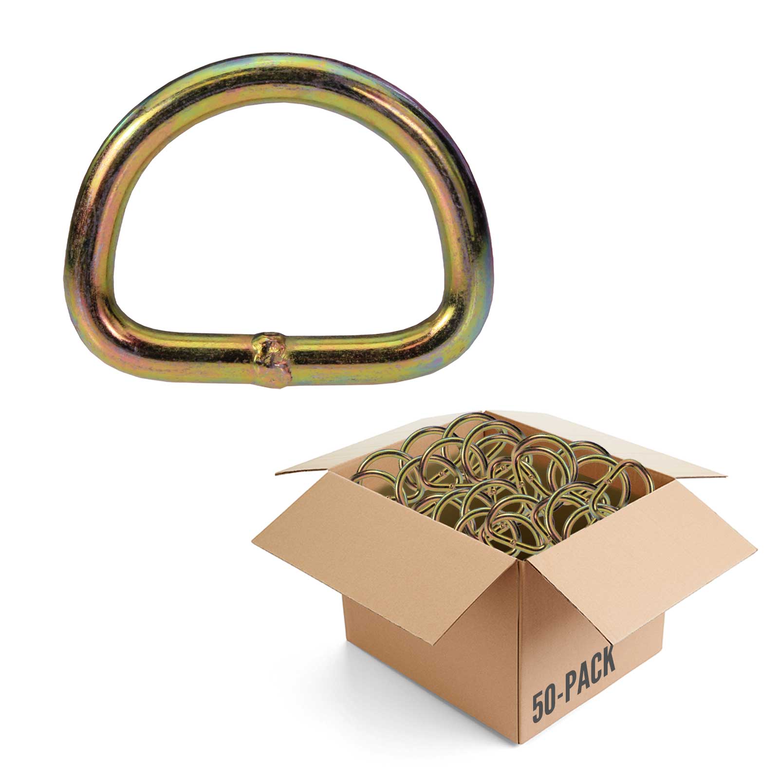 2" Yellow Zinc D-Ring - 10,000 lbs. BS - 50 Pack – Fasteners Plus