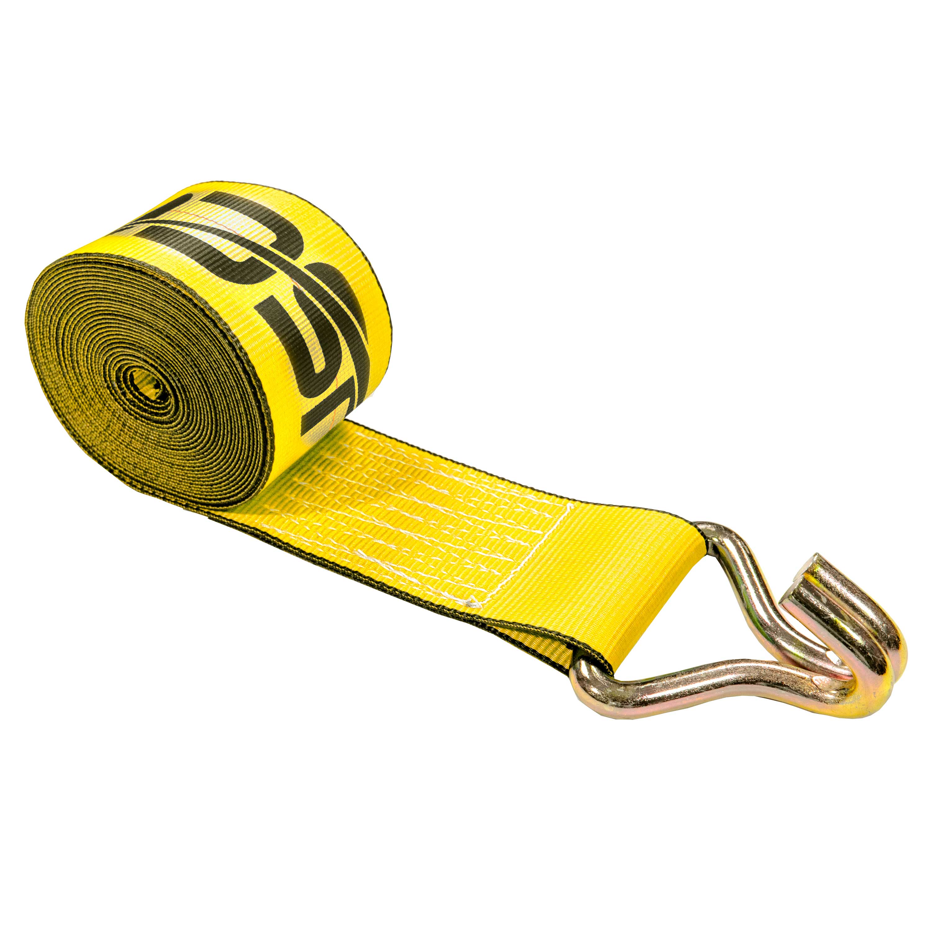 4" x 30' Trailer Winch Strap with Wire Hook | Yellow – Fasteners Plus