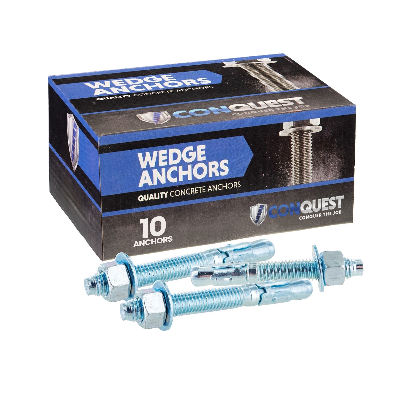 Conquest 3/4" x 5-1/2" Wedge Anchors - Zinc, Qty. 50 – Fasteners Plus