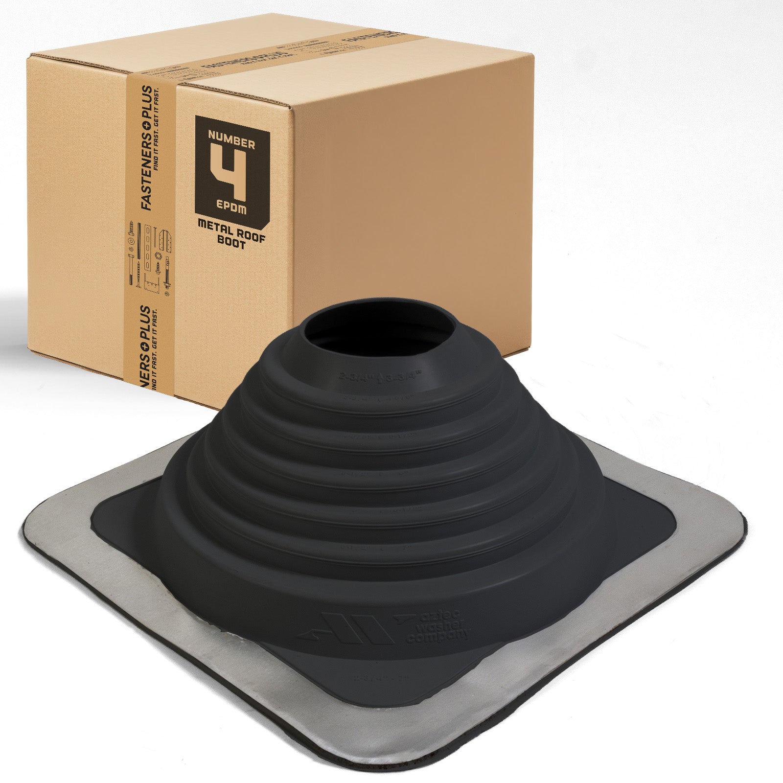 #4 Roofjack Square EPDM Pipe Flashing Boot for Metal Roof, Black ...