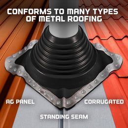 #6 Square EPDM Metal Roof Pipe Boot w/Install Kit, Gray – Fasteners Plus