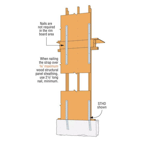Simpson HST2 2-1/2" x 21-1/4" 7 Gauge Heavy Strap Tie - G90 Galvanized ...