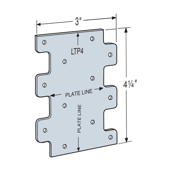 Simpson LTP4 3" x 4-1/4" Lateral Tie Plate - G90 Galvanized – Fasteners ...