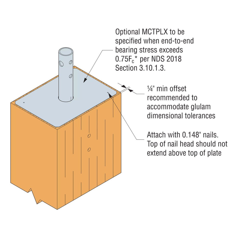Simpson MCTPLX Plate for Mass Timber Column Tie - Zinc, Made to Order ...