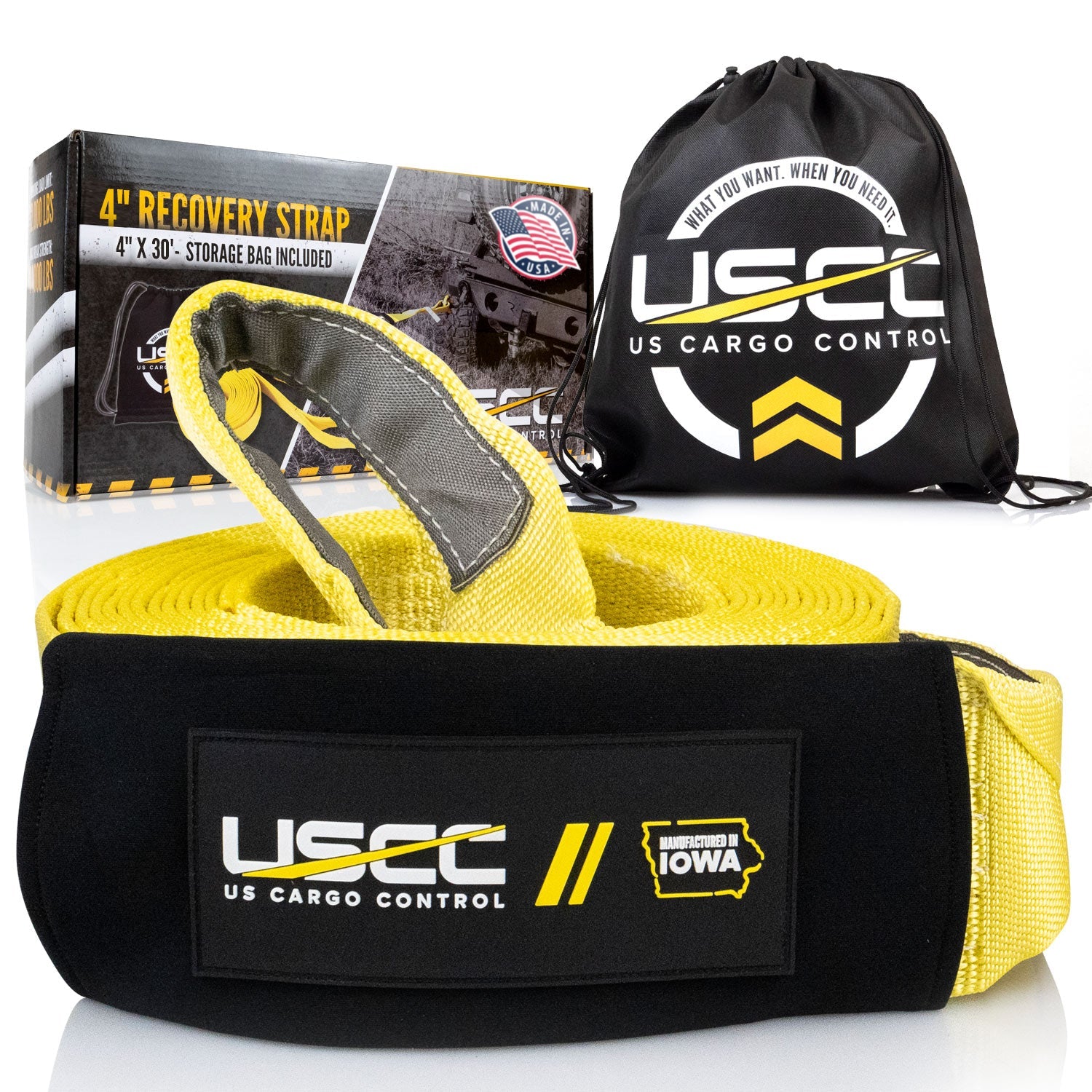 4" x 30' 1-Ply Recovery Strap with Storage Bag & Cordura Eyes ...