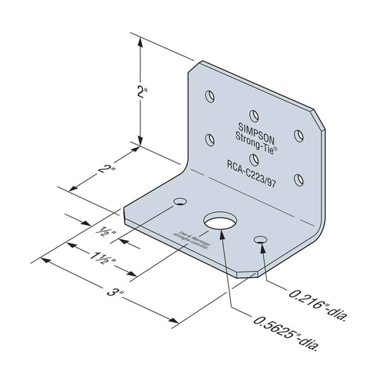 Simpson Strong-Tie RCA-C223/97-R90 Zinc Galvanized Rigid Connector Ang ...