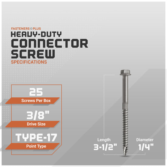 1/4" x 3-1/2" Strong-Tie SDS25312-R25L Heavy-Duty Connector Screw - Do ...