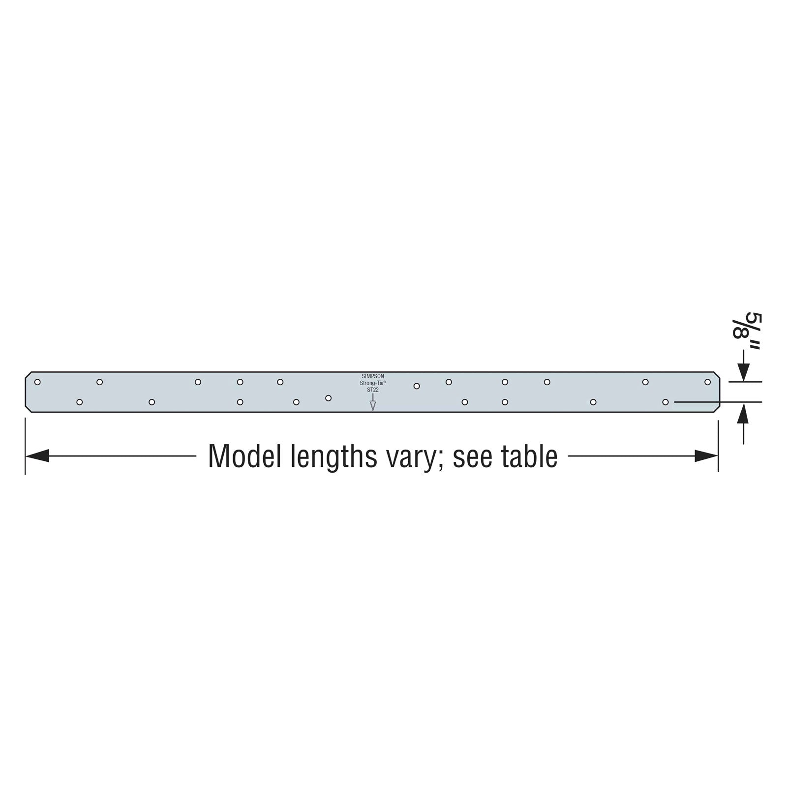 Simpson ST22-R Strap Tie 21-5/8" - 16 Gauge - G90 Galvanized ...