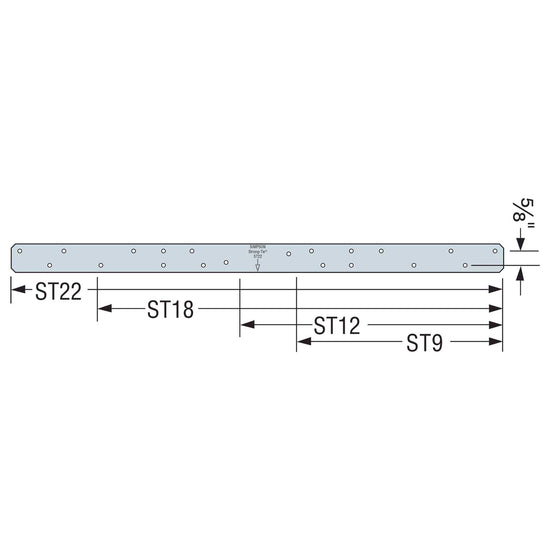 Simpson ST22 22" 16 Gauge Strap Tie - G90 Galvanized – Fasteners Plus