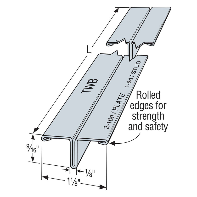 Simpson TWB14 T-Shaped Wall Bracing - Galvannealed, Pkg 15 – Fasteners Plus