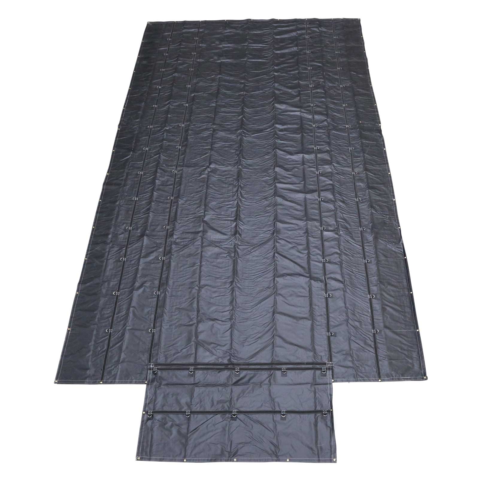 16' x 28' Heavy Duty Lumber Tarp | 4' Drop & Flap - 18 oz. Black Tarp ...