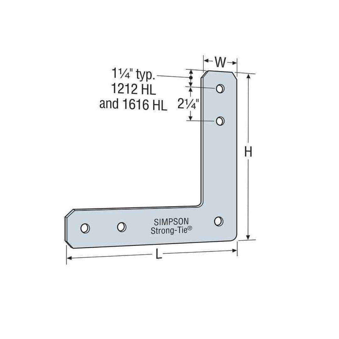 Simpson 1212HL 12 x 12 L Strap - Zinc Galvanized - G90 – Fasteners Plus