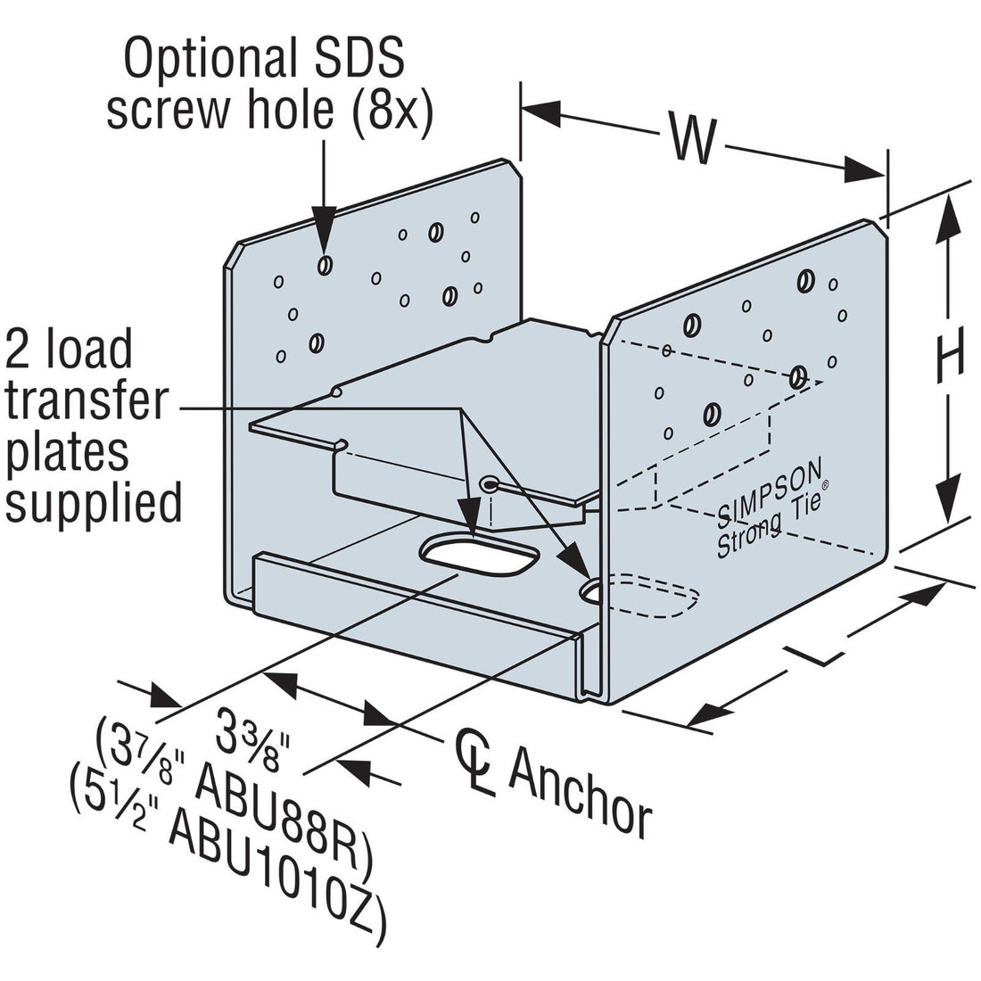 Simpson ABU1010Z 10x10 Adjustable Post Base - Zmax Finish – Fasteners Plus