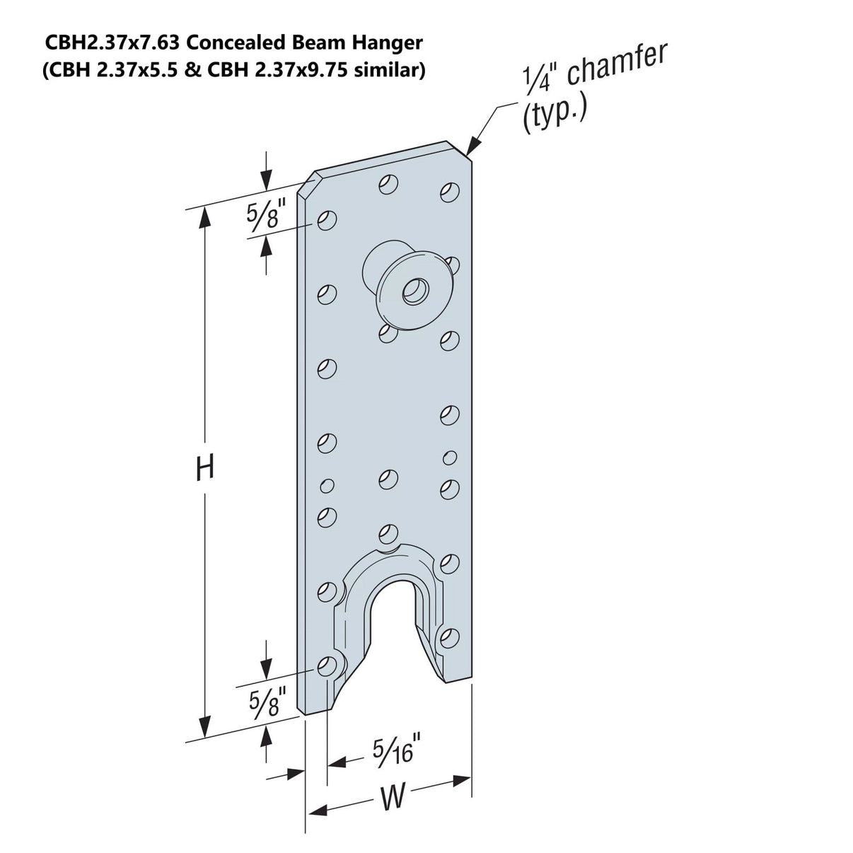 Simpson CBH2.37X9.75-R10 2 3/8" x 9 3/4" Concealed Beam Hanger - Elect ...