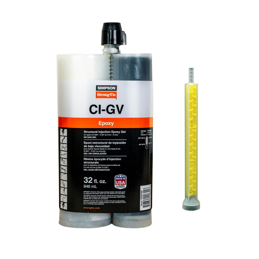 Simpson CIGV32 Structural Injection Epoxy - 32 Oz. Cartridge ...