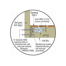 Simpson DTT2Z Deck Tension Tie W/1.5" SDS Screws - Zmax Finish ...