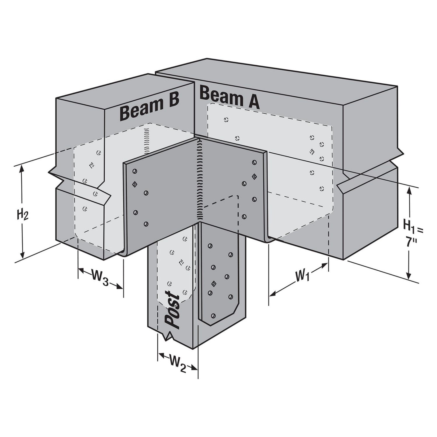 Simpson ECCLRQ666SDS 6x6x6 End Column Cap L-Shaped Right, Quick-Instal ...