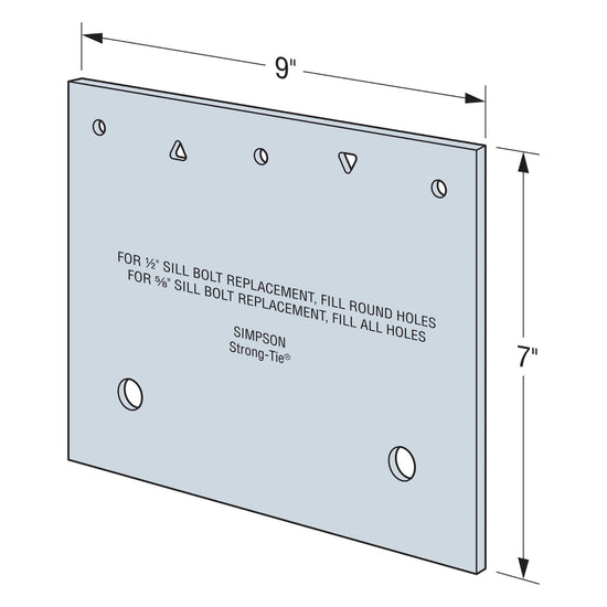 Simpson FRFP 7" X 9" Flat Retrofit Foundation Plate - G90 Galvanized ...