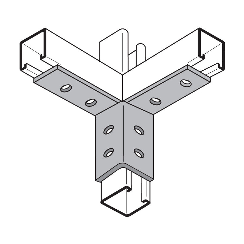 8-Hole 2-Way 2-Hole Channel Wing Connector - Electro-Galvanized ...