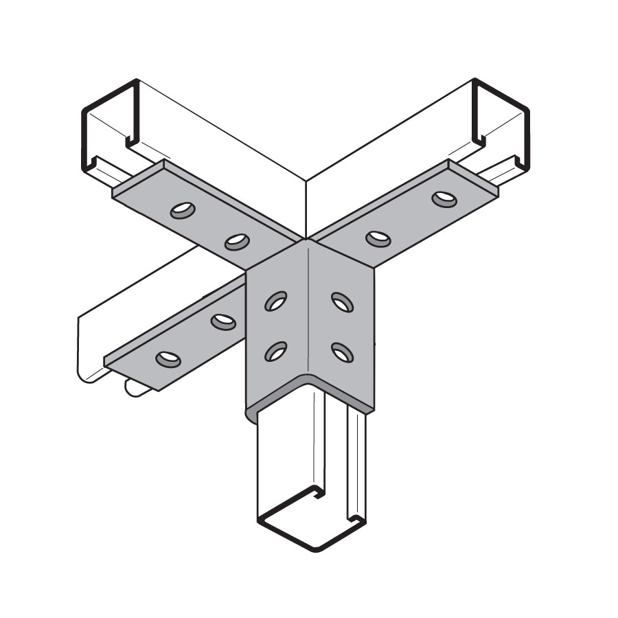 12-Hole 3-Way Channel Wing Connector - Electro-Galvanized – Fasteners Plus