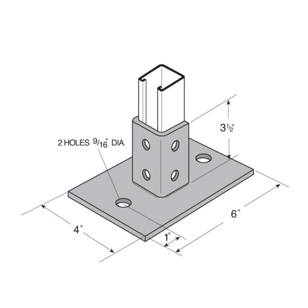 2-Hole Single Channel Post Base - Electro-Galvanized – Fasteners Plus
