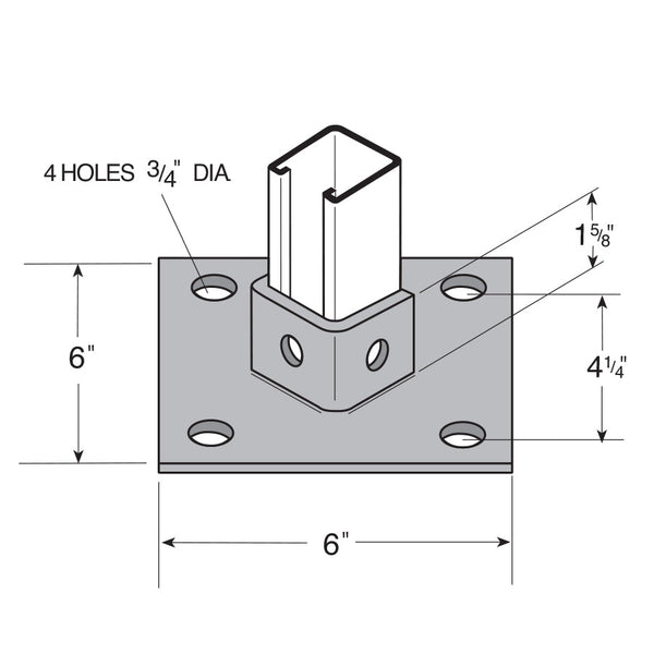 Single Channel Post Base - Electro-Galvanized – Fasteners Plus