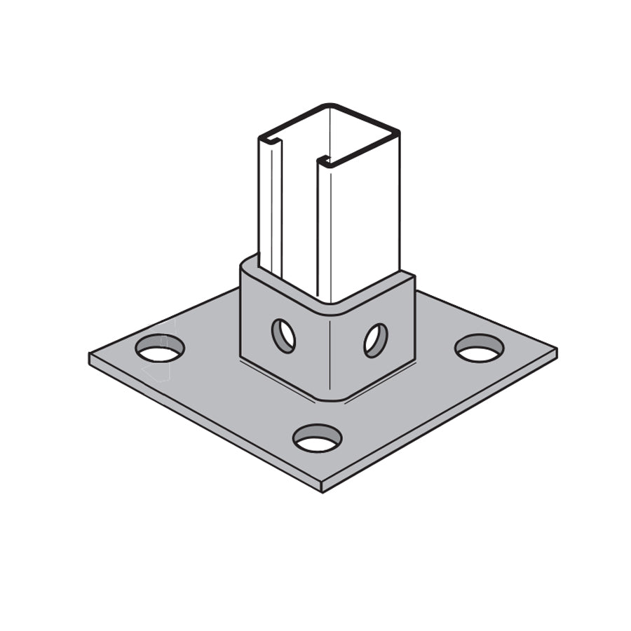 Square Single Channel Post Base - Electro-Galvanized – Fasteners Plus