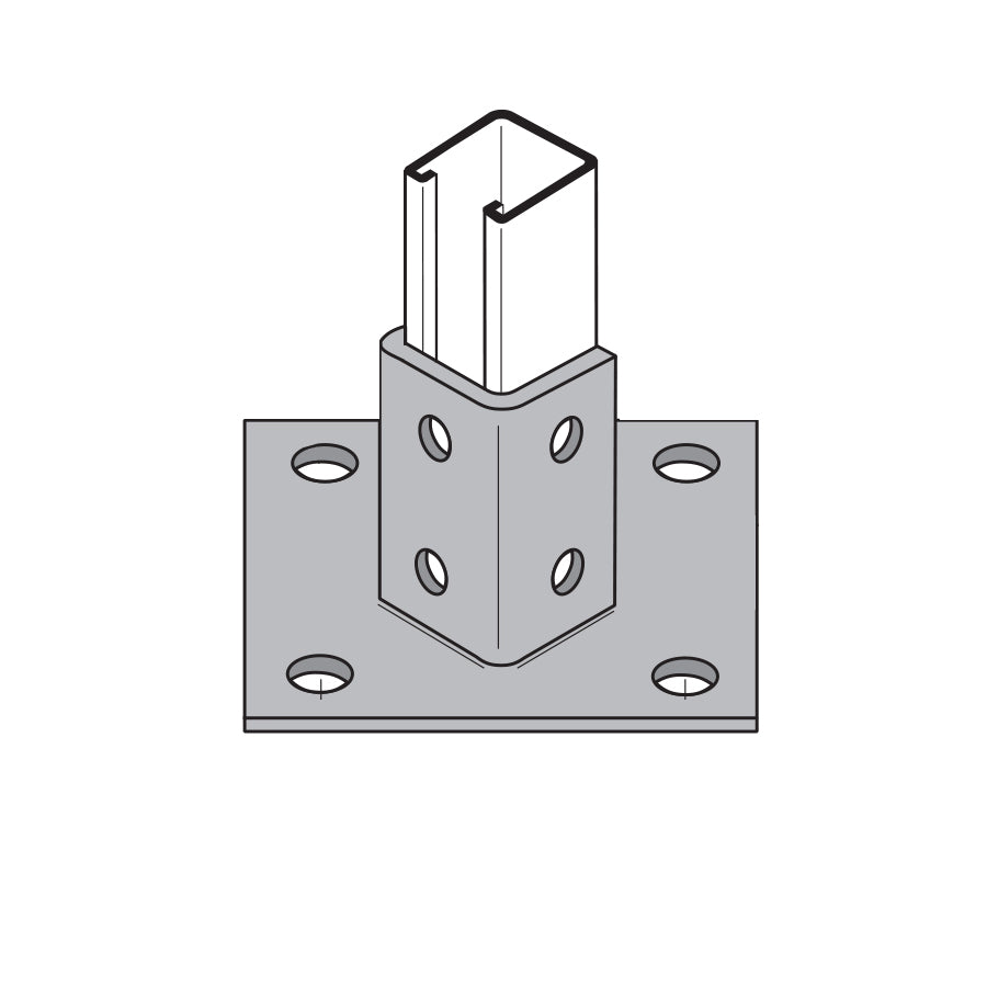 4-Hole Single Channel Post Base - Electro-Galvanized – Fasteners Plus