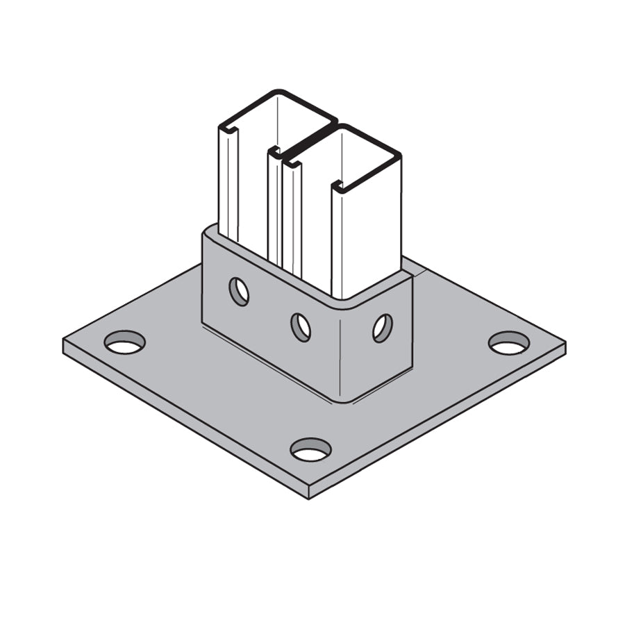 Square Double Channel Post Base - Electro-Galvanized – Fasteners Plus