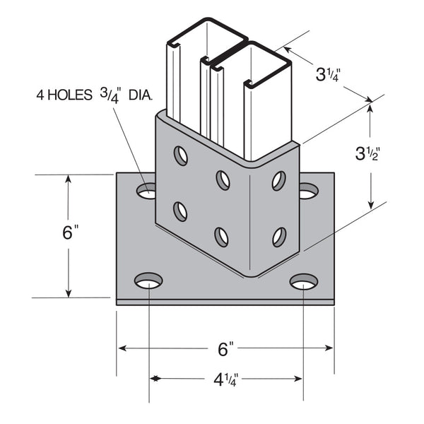 Double Channel Post Base 2-Level - Electro-Galvanized – Fasteners Plus