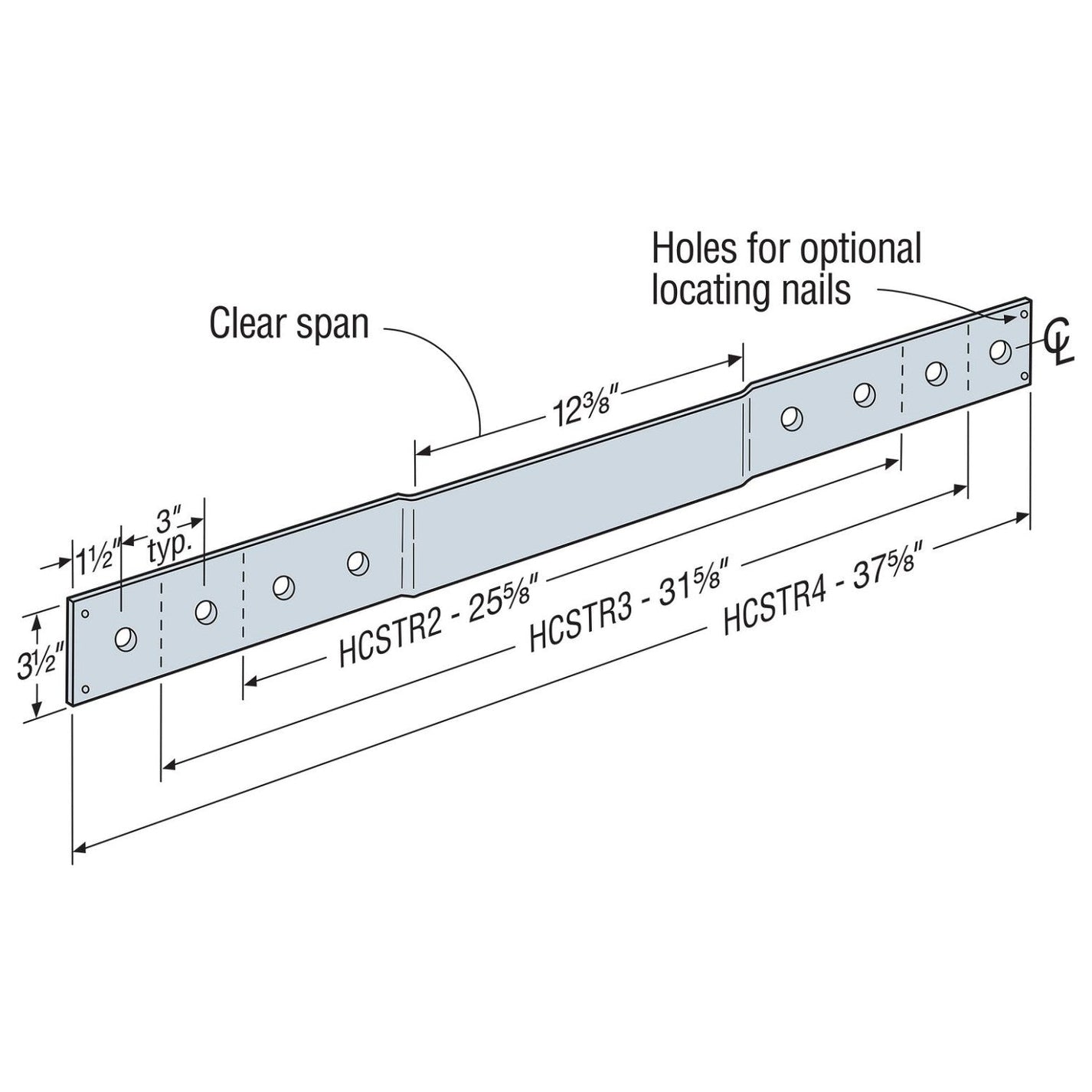 Simpson HCSTR3 Hinge Connector Strap, 7 gauge - Galvanized – Fasteners Plus