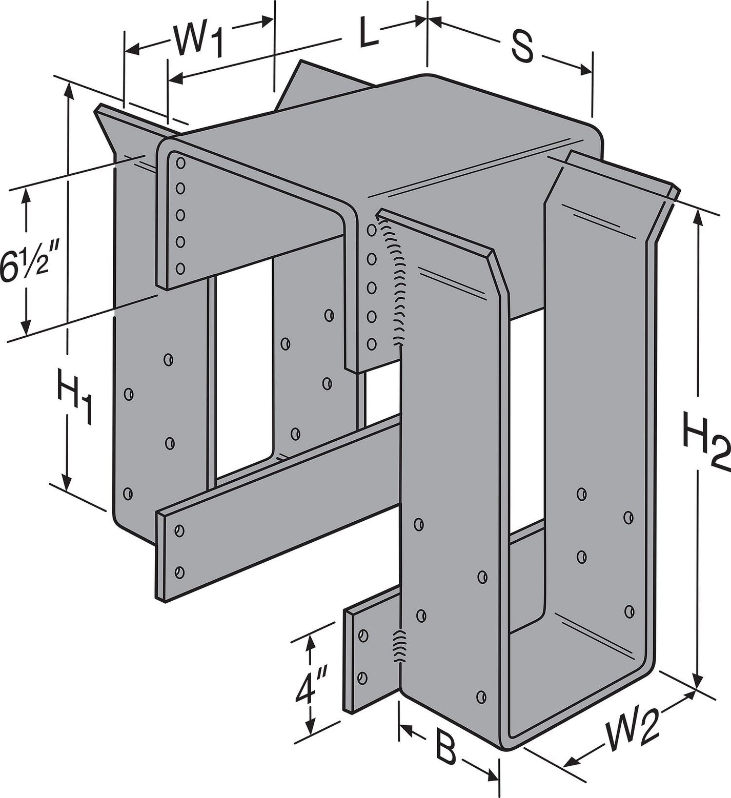Simpson Strong-Tie HGLS5.3-5.3-SDS Heavy Glulam Saddle Hanger, Made to ...