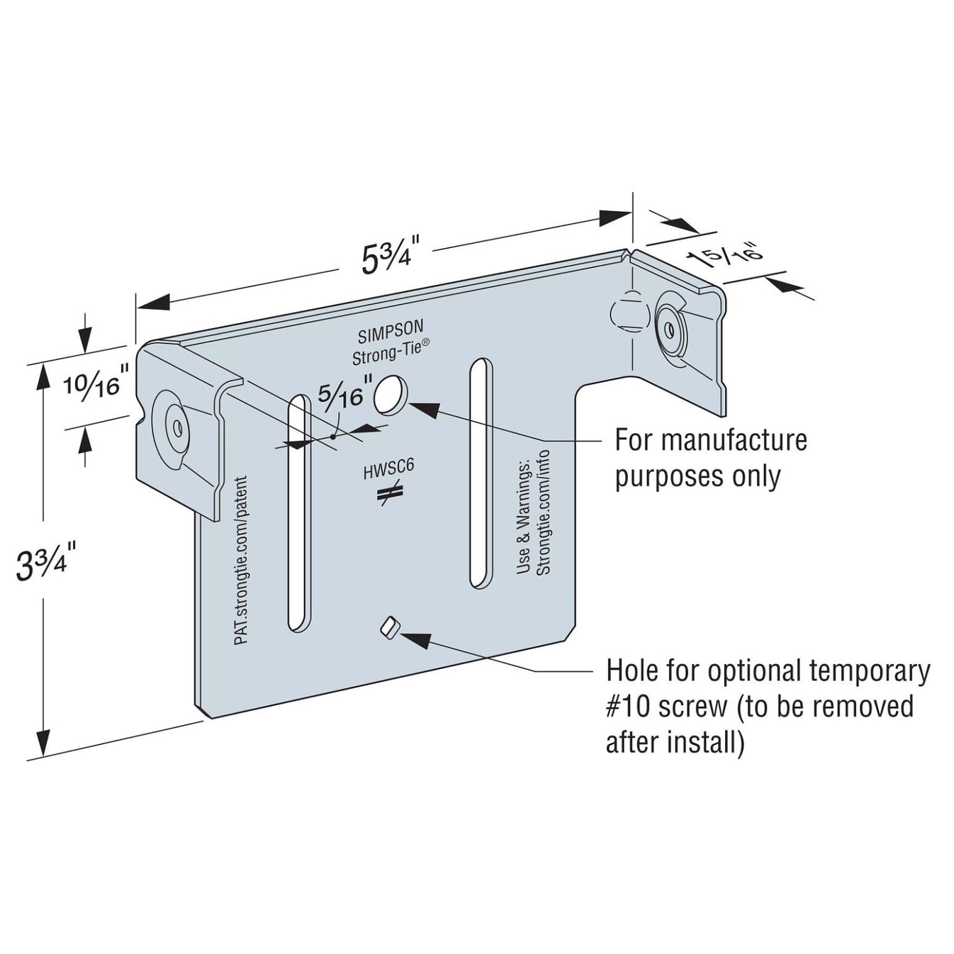 Simpson HWSC6-KT Head-of-Wall Slide-Clip Connector, 16 Gauge - G90 Gal ...