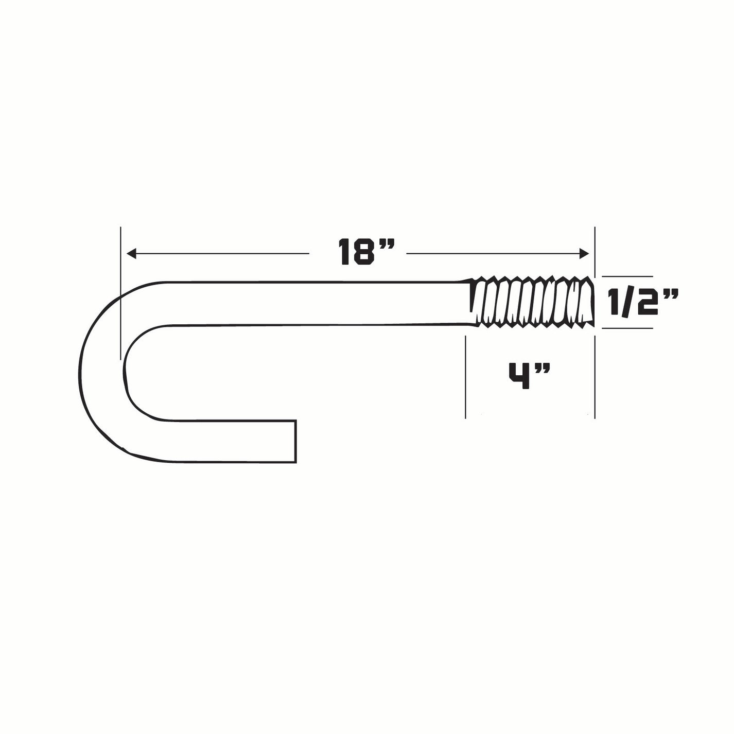 1/2"-13 x 18" J-Bolt Concrete Anchor Bolt - Hot Dip Galvanized ...