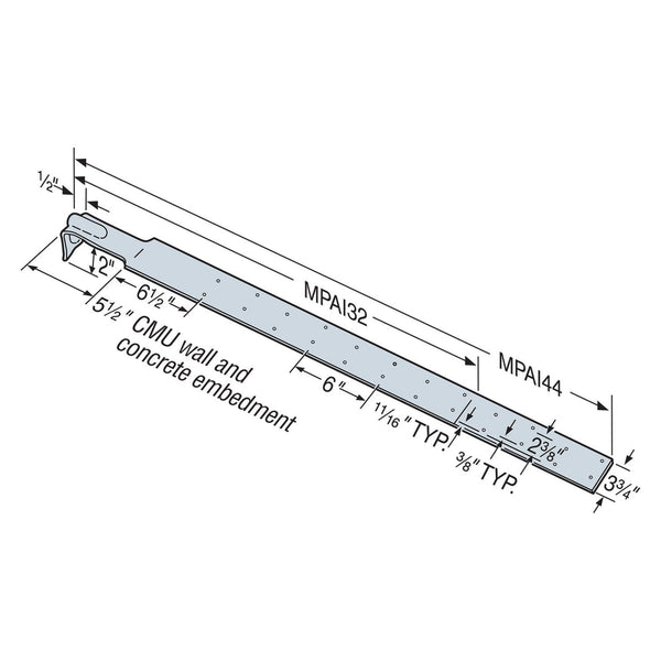 Simpson Strong-Tie MPAI32 33-1/2" Masonry Purlin Anchor for I-Joist ...