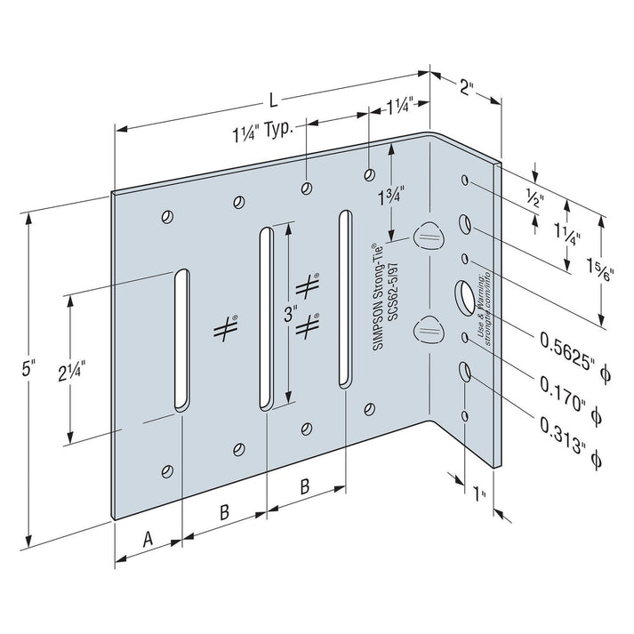 Simpson SCS62-5/118-KT25 Seismic Bypass Framing Connector - G90 Galvan ...