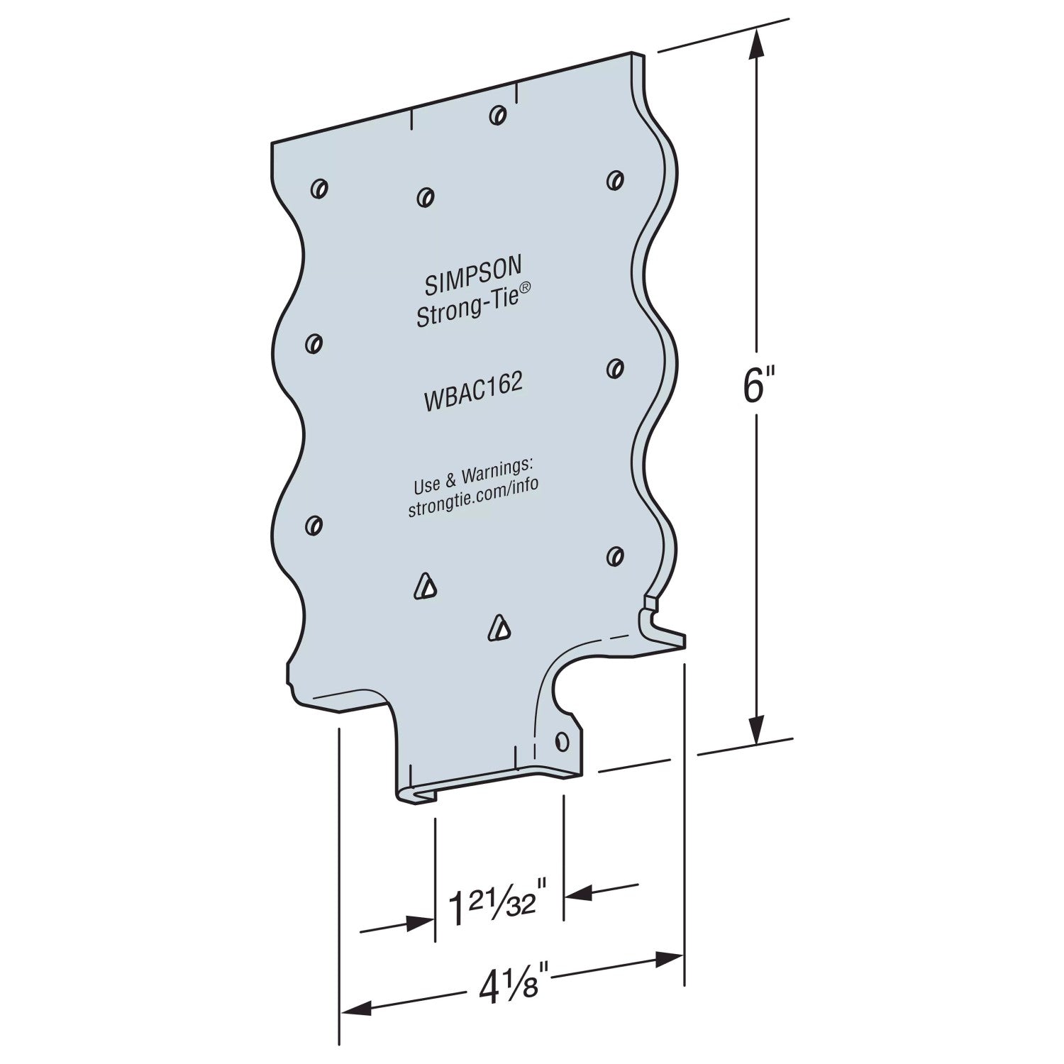 Simpson WBAC162-R50 Wood Backing Steel Connector - G90 Galvanized ...